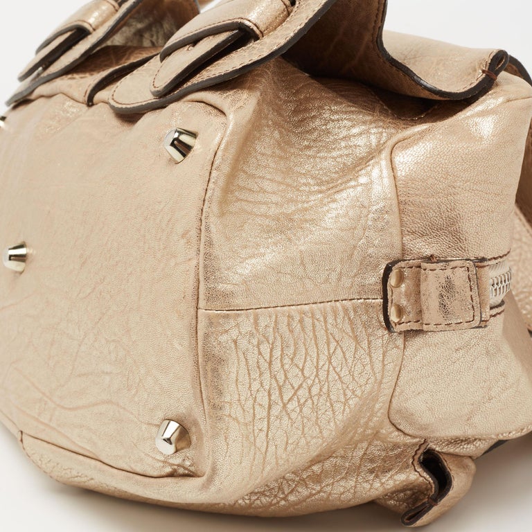Chloe Metallic Gold Leather Saskia Satchel For Sale at 1stDibs