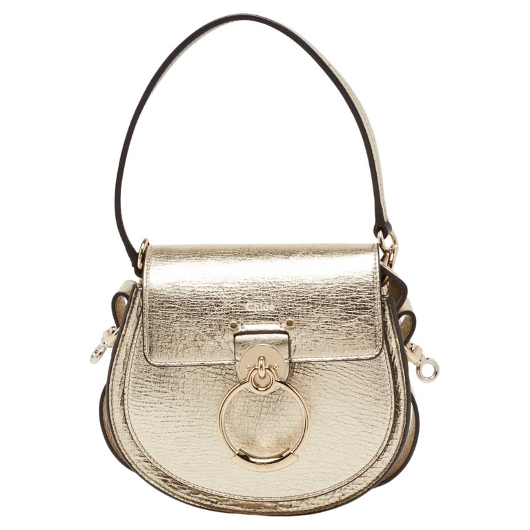 Chloe Metallic Gold Leather Small Tess Top Handle Bag at 1stDibs