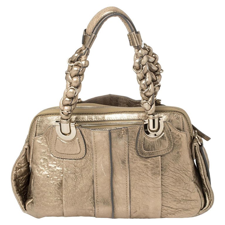 Chloe Metallic Gold Textured Leather Heloise Bag at 1stDibs