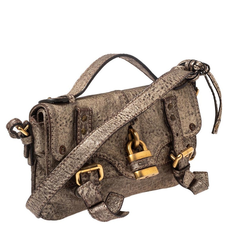 Chloe Metallic Leather Paddington Flap Mini-Messenger Bag at 1stDibs