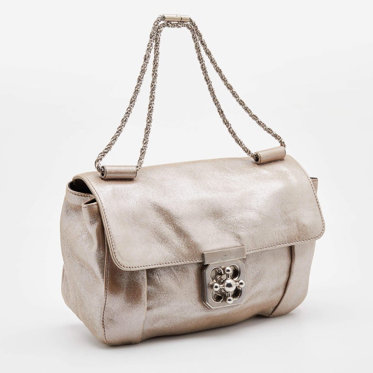Chloe Metallic Suede Faye Flap Shoulder Bag For Sale at 1stDibs
