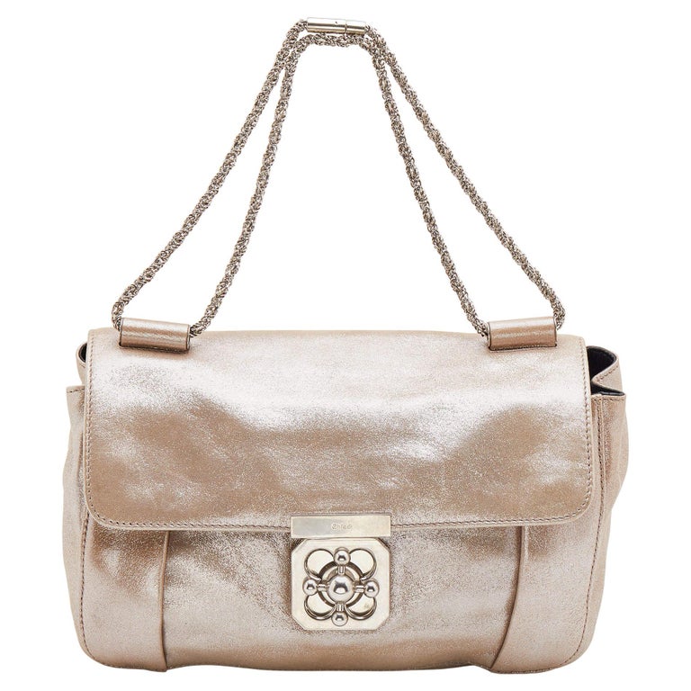 Chloe Metallic Suede Faye Flap Shoulder Bag For Sale at 1stDibs