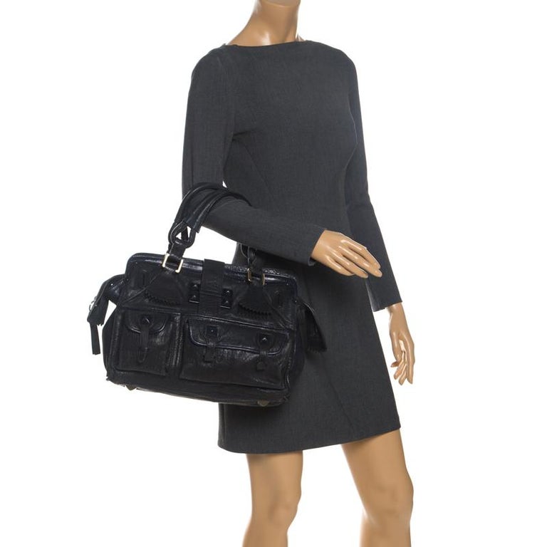 Chloe Midnight Blue Leather Front Pocket Tote at 1stDibs