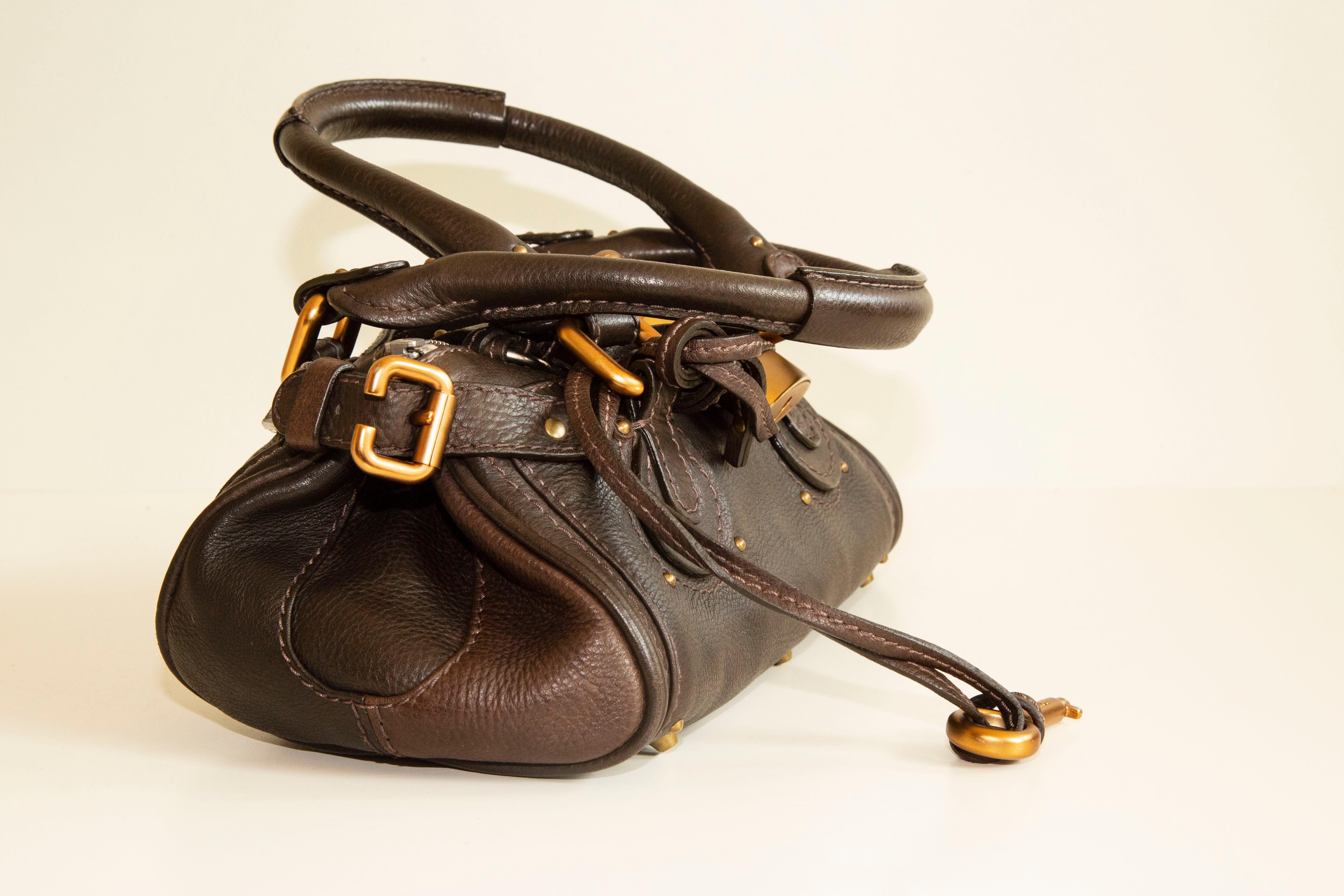 Chloe Mini Paddington Handbag Shoulder Bag in Brown Leather For Sale at ...