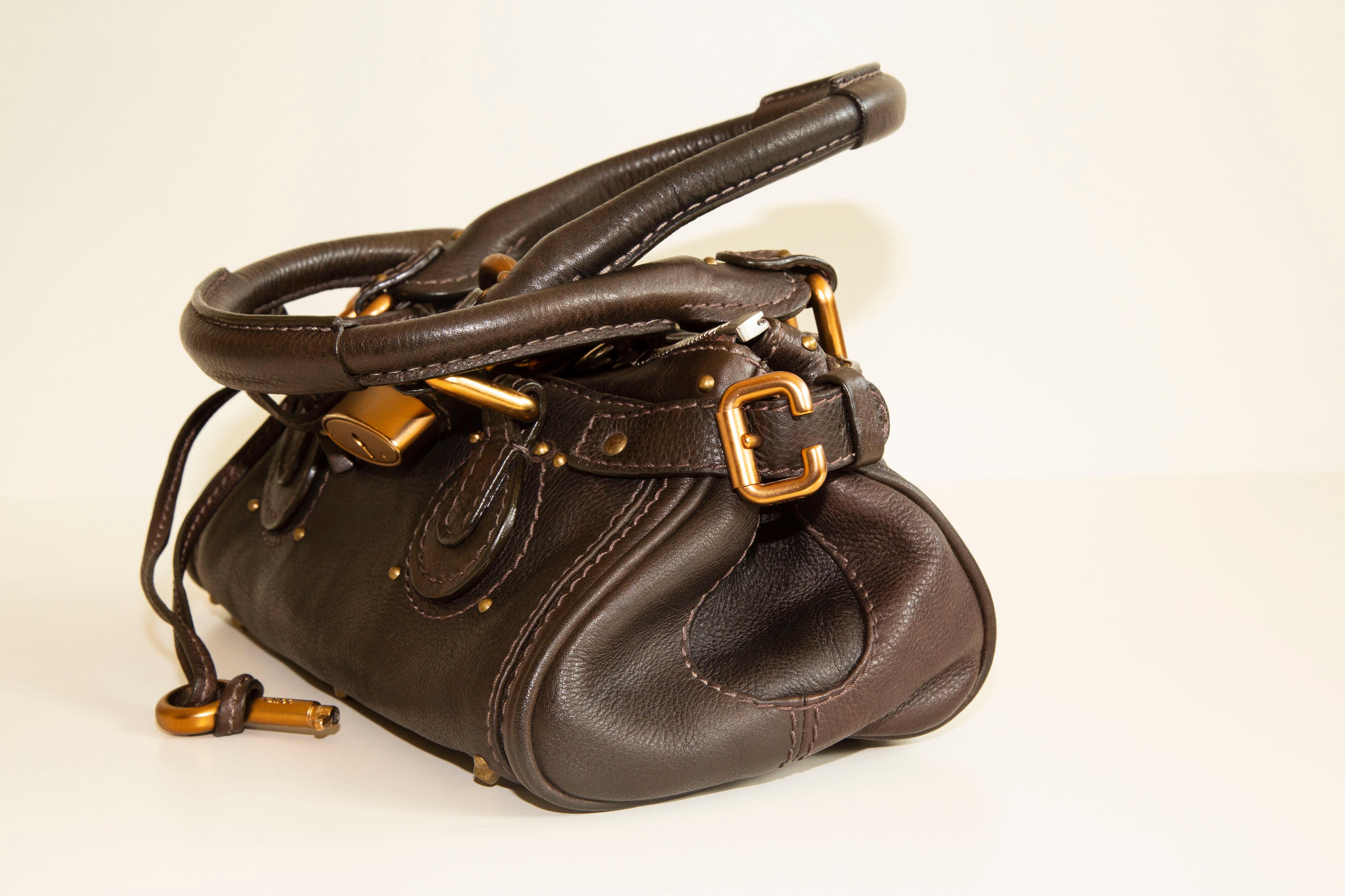 Chloe Mini Paddington Handbag Shoulder Bag in Brown Leather For Sale at ...