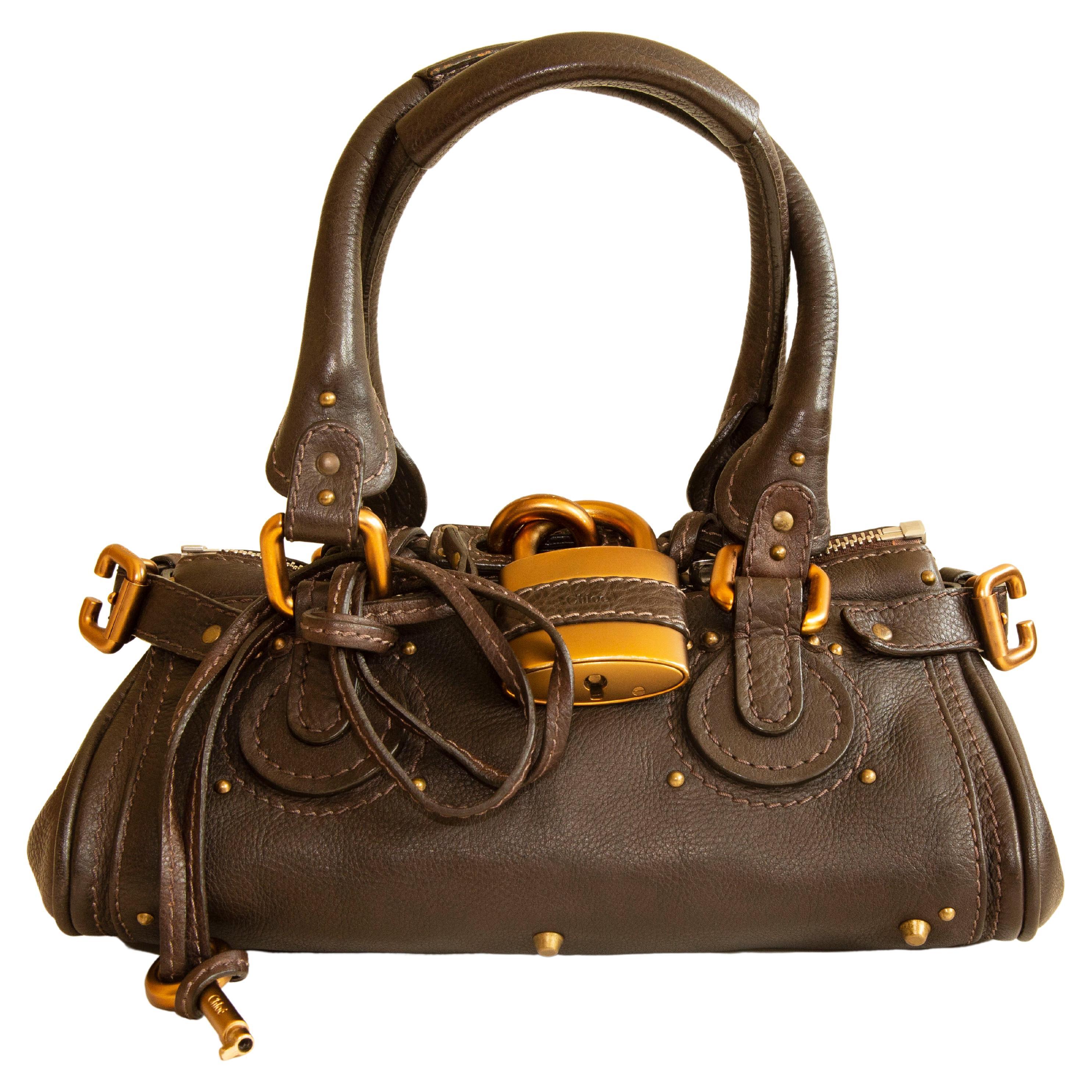 Chloe Mini Paddington Handbag Shoulder Bag in Brown Leather For Sale at ...