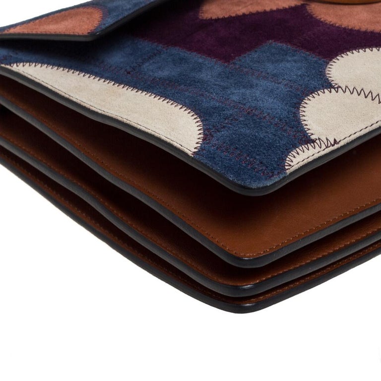 Chloe Multicolor Patchwork Suede and Leather Medium Faye Shoulder Bag ...