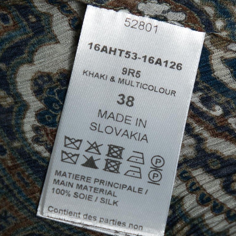 Chloe Multicolor Printed Silk Chiffon Drawstring Detail Long Sleeve ...