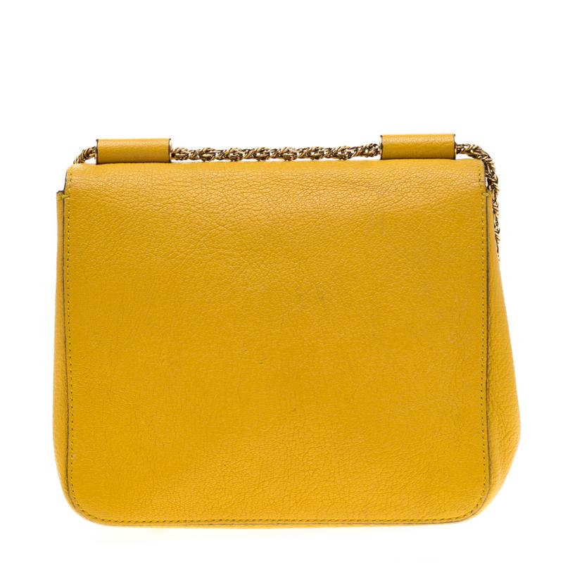 Chloe Mustard Leather Small Elsie Shoulder Bag For Sale at 1stDibs
