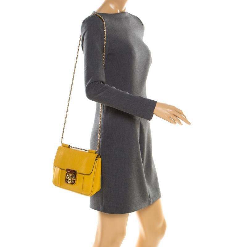 Chloe Mustard Leather Small Elsie Shoulder Bag For Sale at 1stDibs