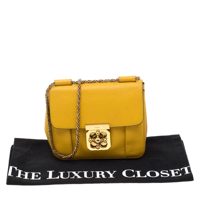 Chloe Mustard Leather Small Elsie Shoulder Bag For Sale at 1stDibs
