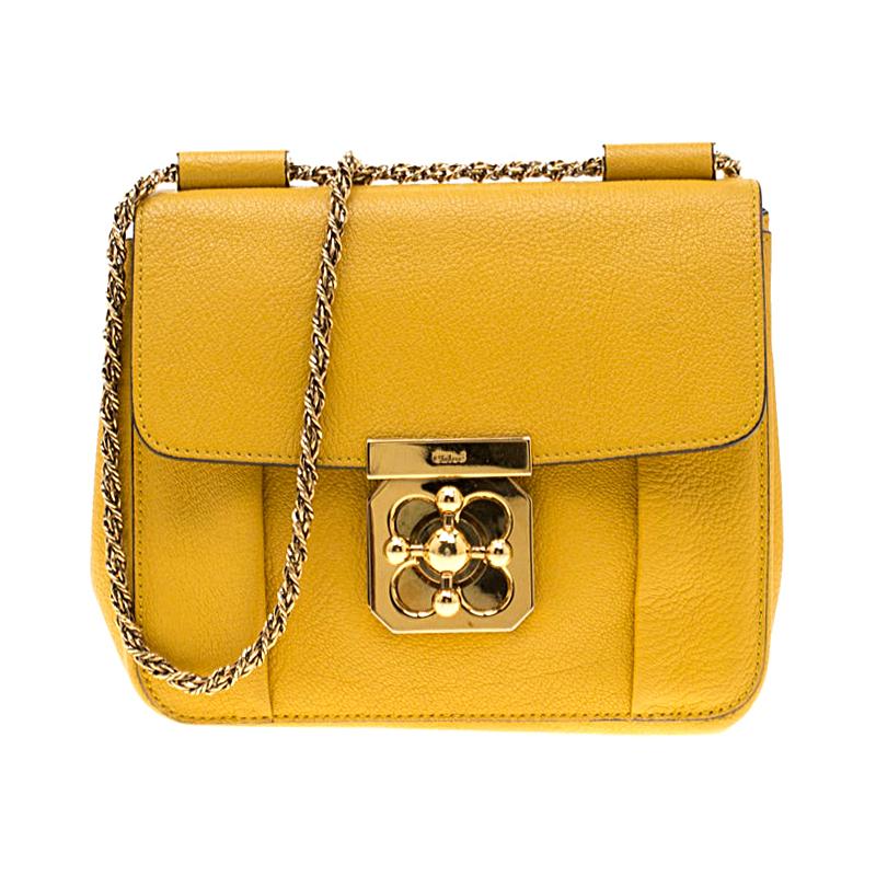 Chloe Mustard Leather Small Elsie Shoulder Bag For Sale at 1stDibs