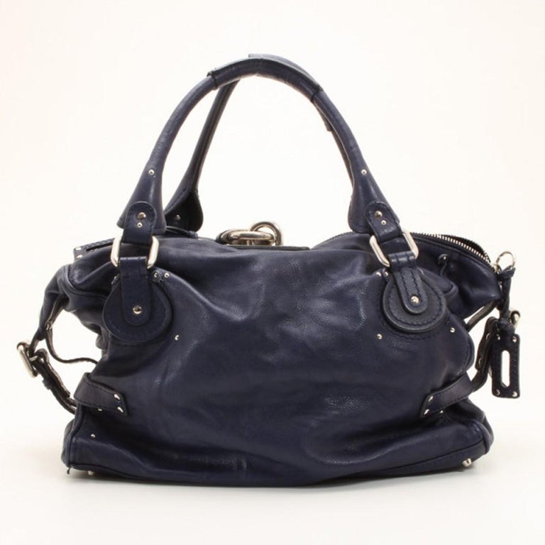 Chloe Navy Blue Large Paddington Tote For Sale at 1stDibs