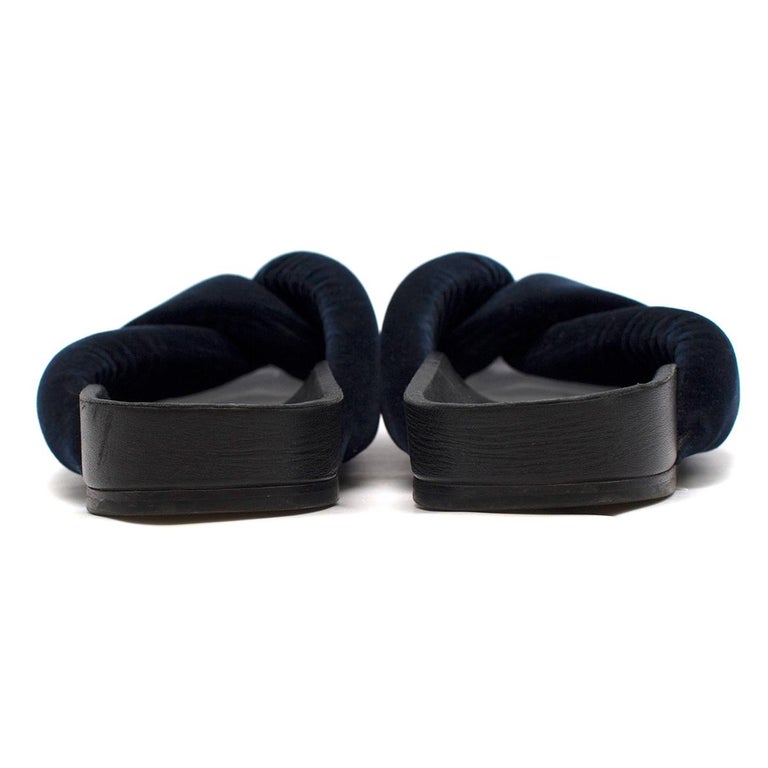 Chloe Navy Nolan Velvet Slide Sandals Size 40 at 1stDibs