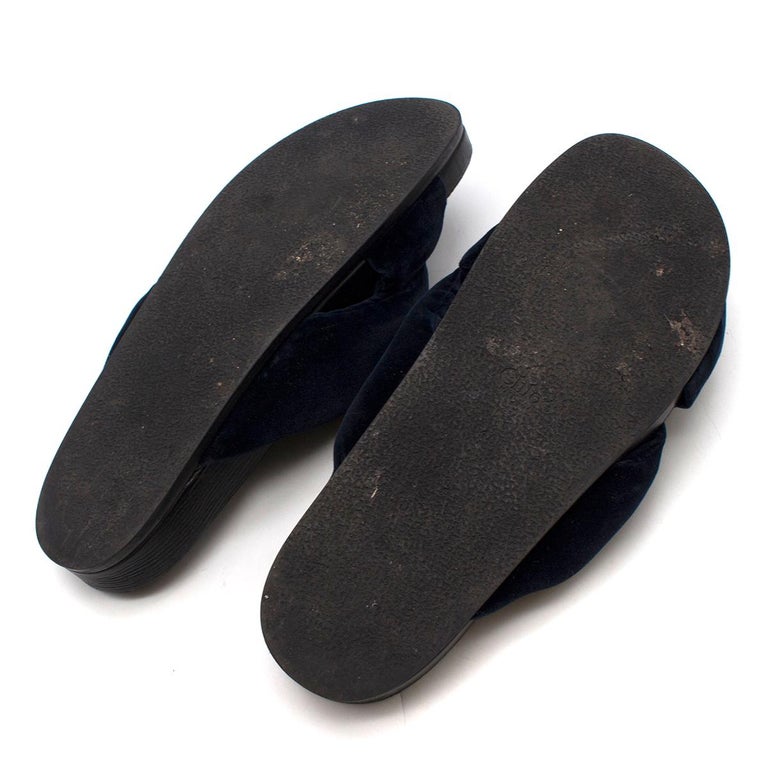 Chloe Navy Nolan Velvet Slide Sandals Size 40 at 1stDibs