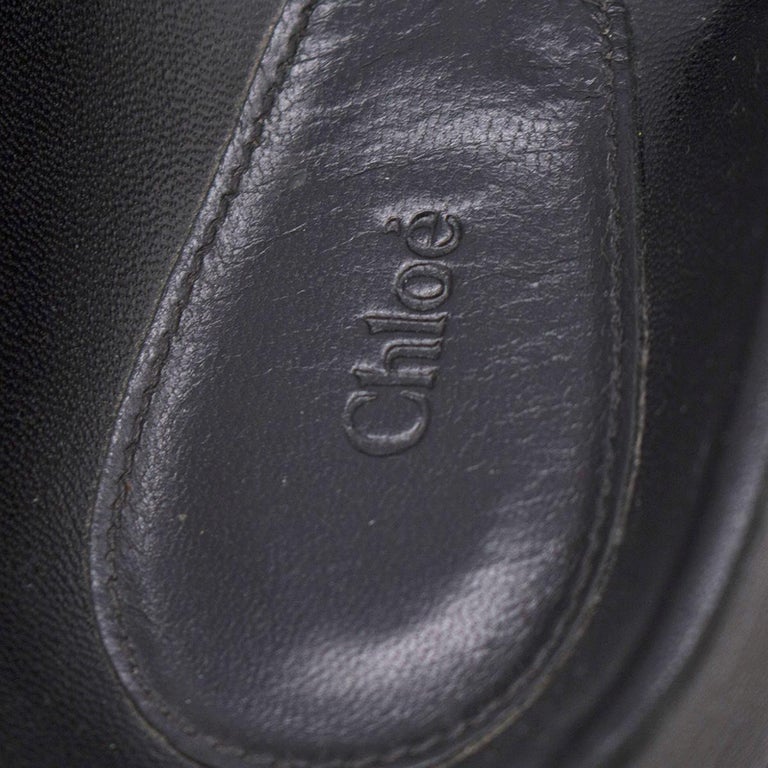 Chloe Navy Nolan Velvet Slide Sandals Size 40 at 1stDibs