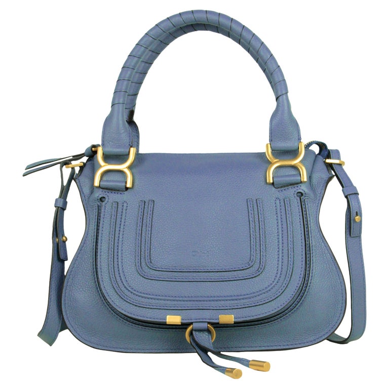 Chloe NEW Graphite Navy Leather Small Marcie Satchel Bag rt. $2,190 For ...