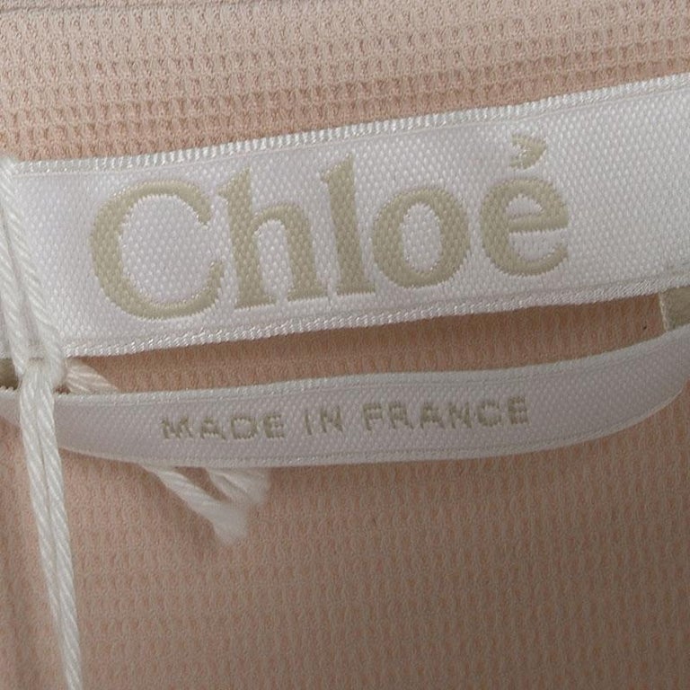 Chloe Off White Printed Silk Lace Insert Ruffled Kaftan Top L at 1stDibs