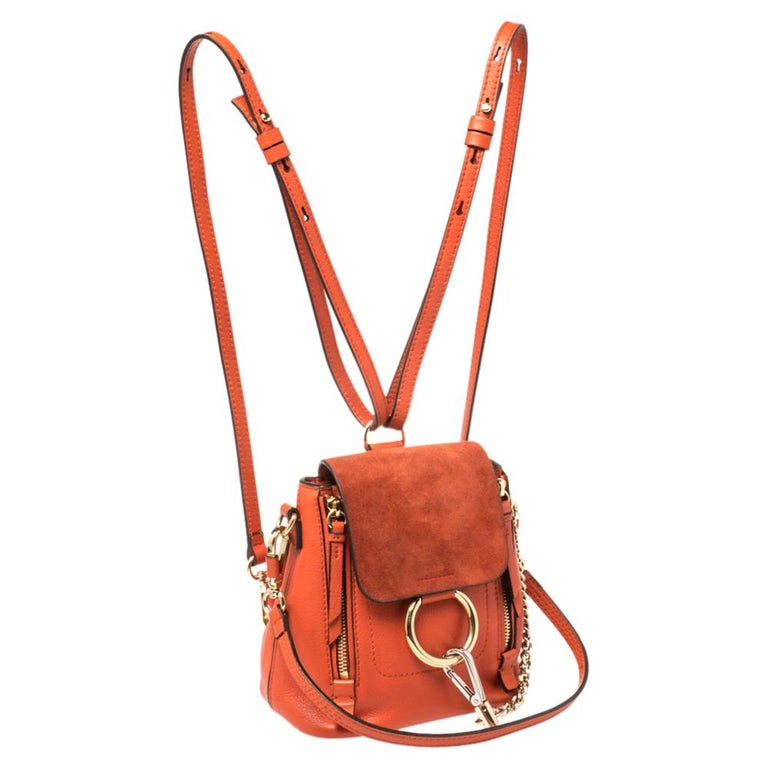 Chloe Orange Leather and Suede Mini Faye Daye Backpack at 1stDibs