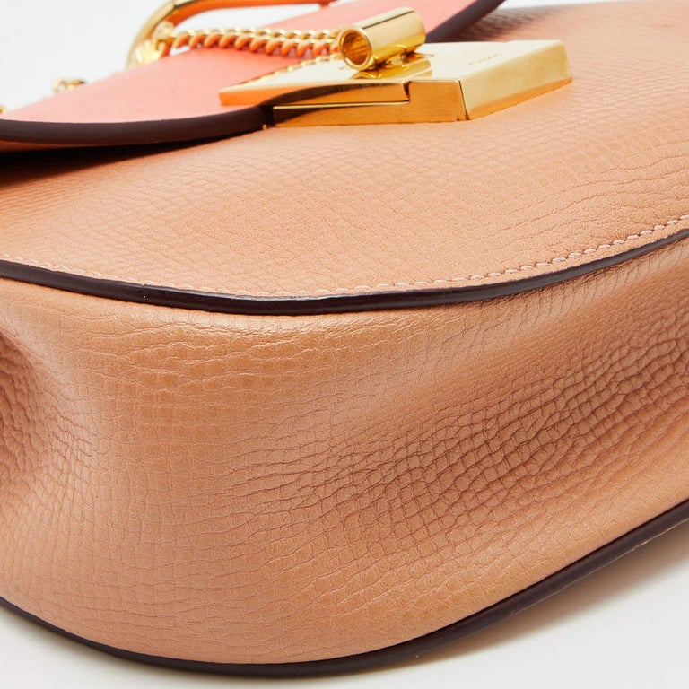 Chloe Orange Leather Mini Drew Chian Shoulder Bag For Sale at 1stDibs