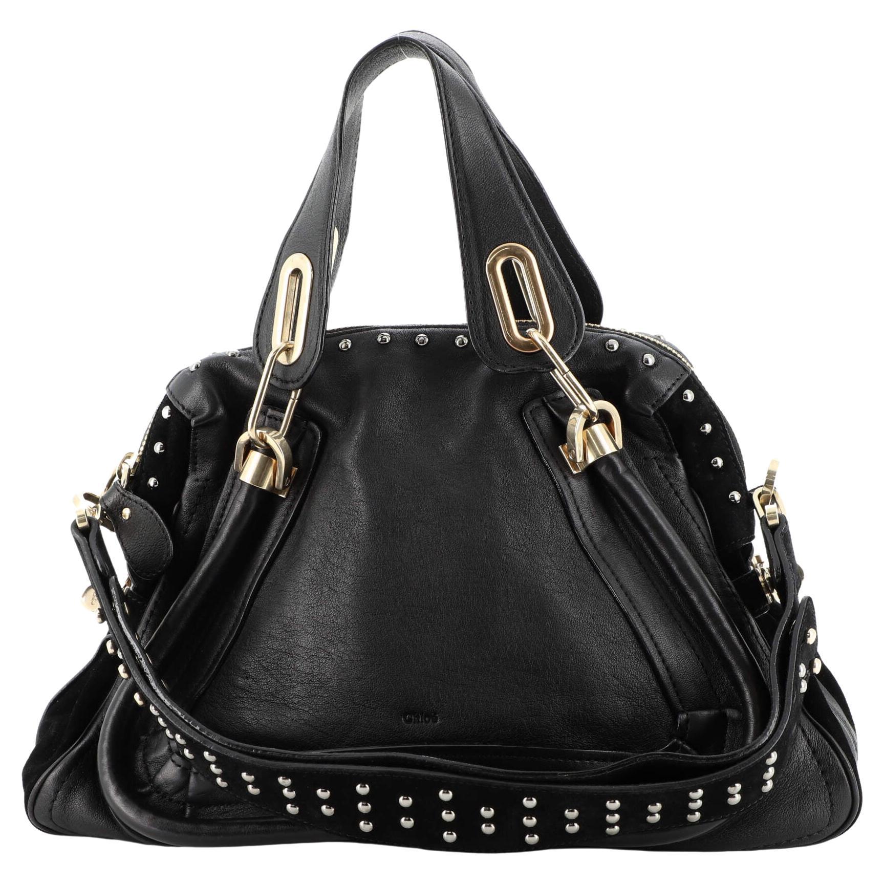 CHLOE Shoulder Bag - Charcoal Leather Paddington Capsule PadLock Chain ...