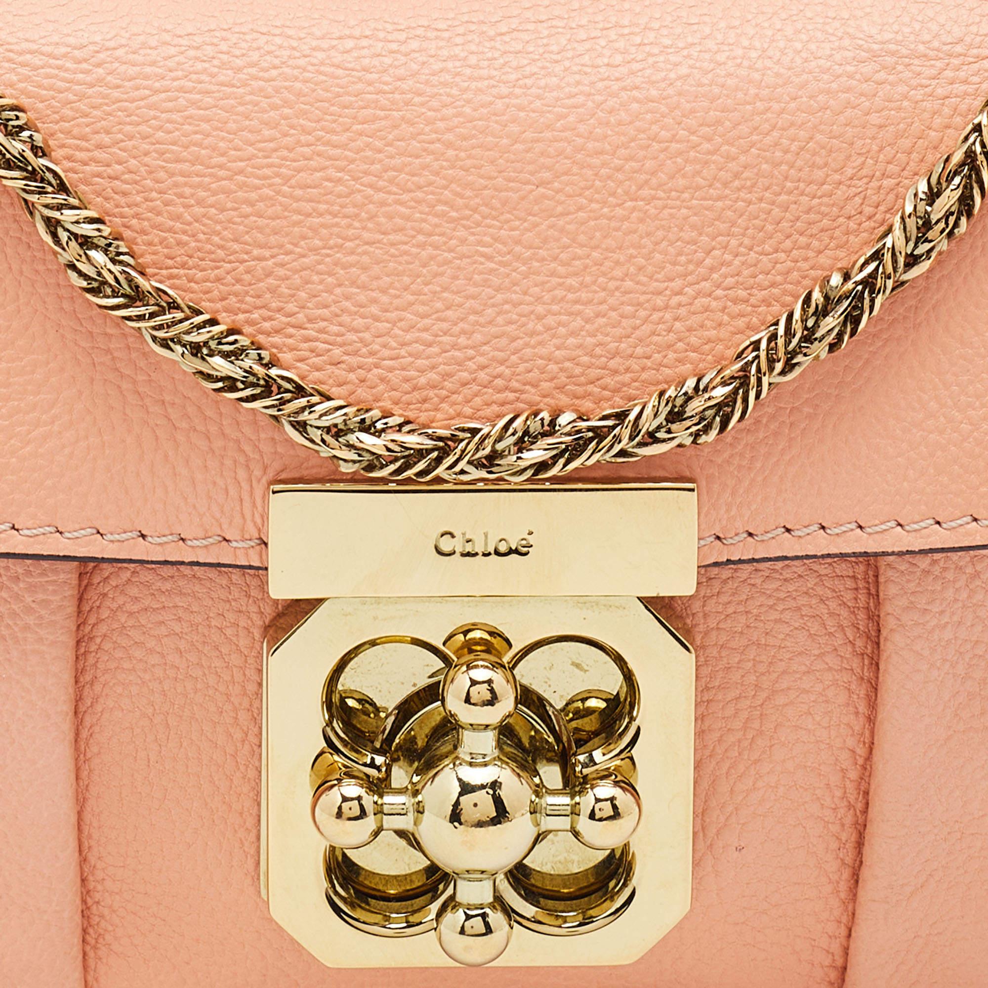 Chloe Peach Leather Mini Elsie Crossbody Bag For Sale at 1stDibs