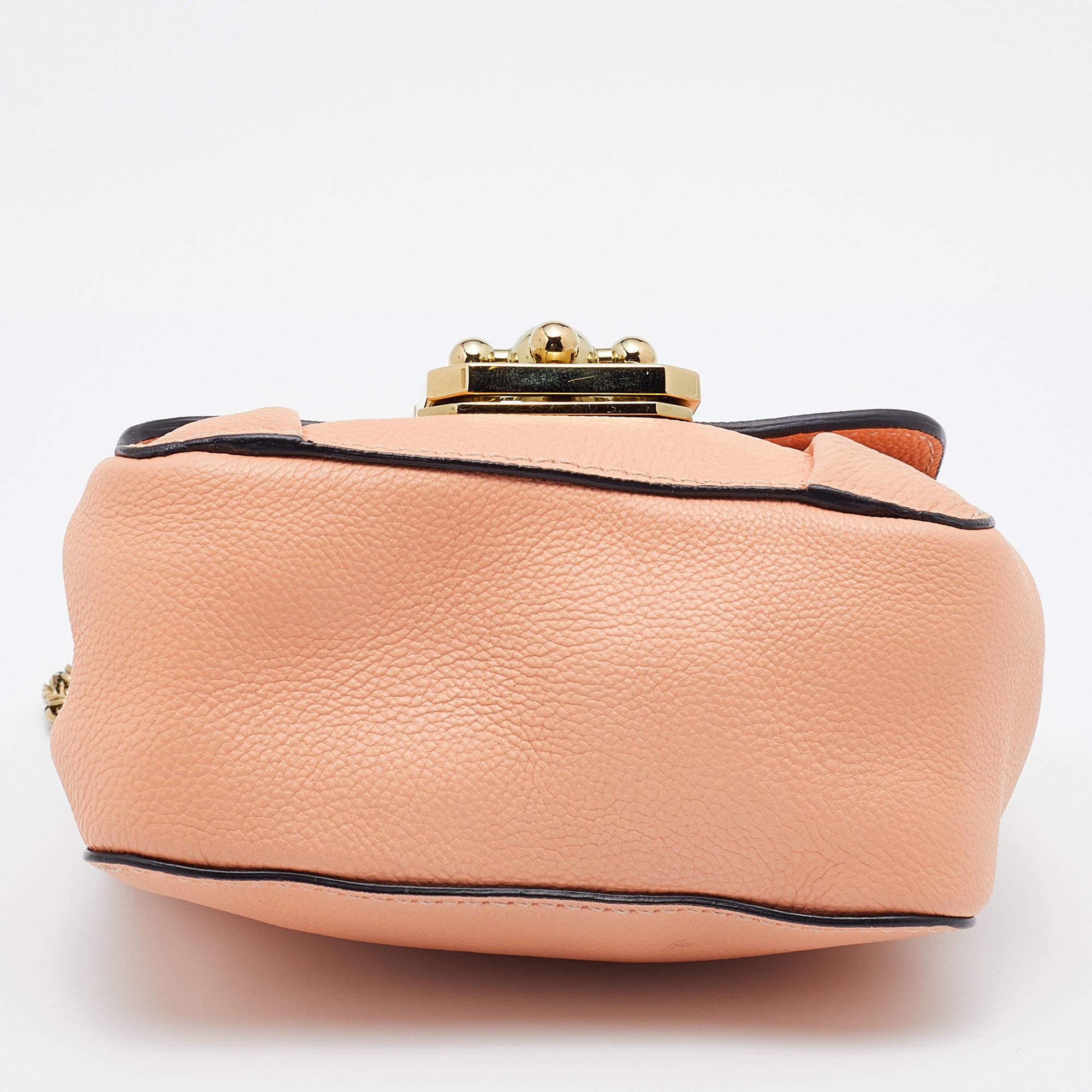 Chloe Peach Leather Mini Elsie Crossbody Bag For Sale at 1stDibs