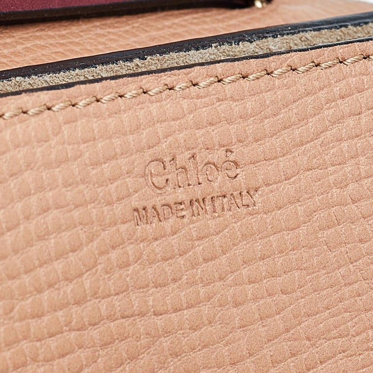 Chloe Peach/Maroon Leather Small Drew Crossbody Bag For Sale at 1stDibs