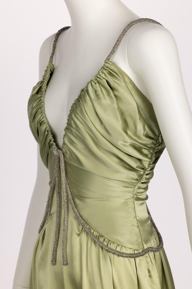 Chloé Phoebe Philo Beaded Straps Plunge Silk Dress Runway Spring 2005 ...