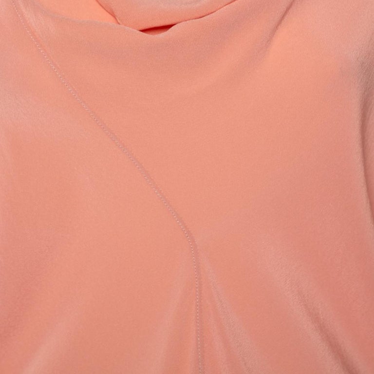 Chloe Pink Silk Draped Neck Long Sleeve Top S For Sale at 1stDibs