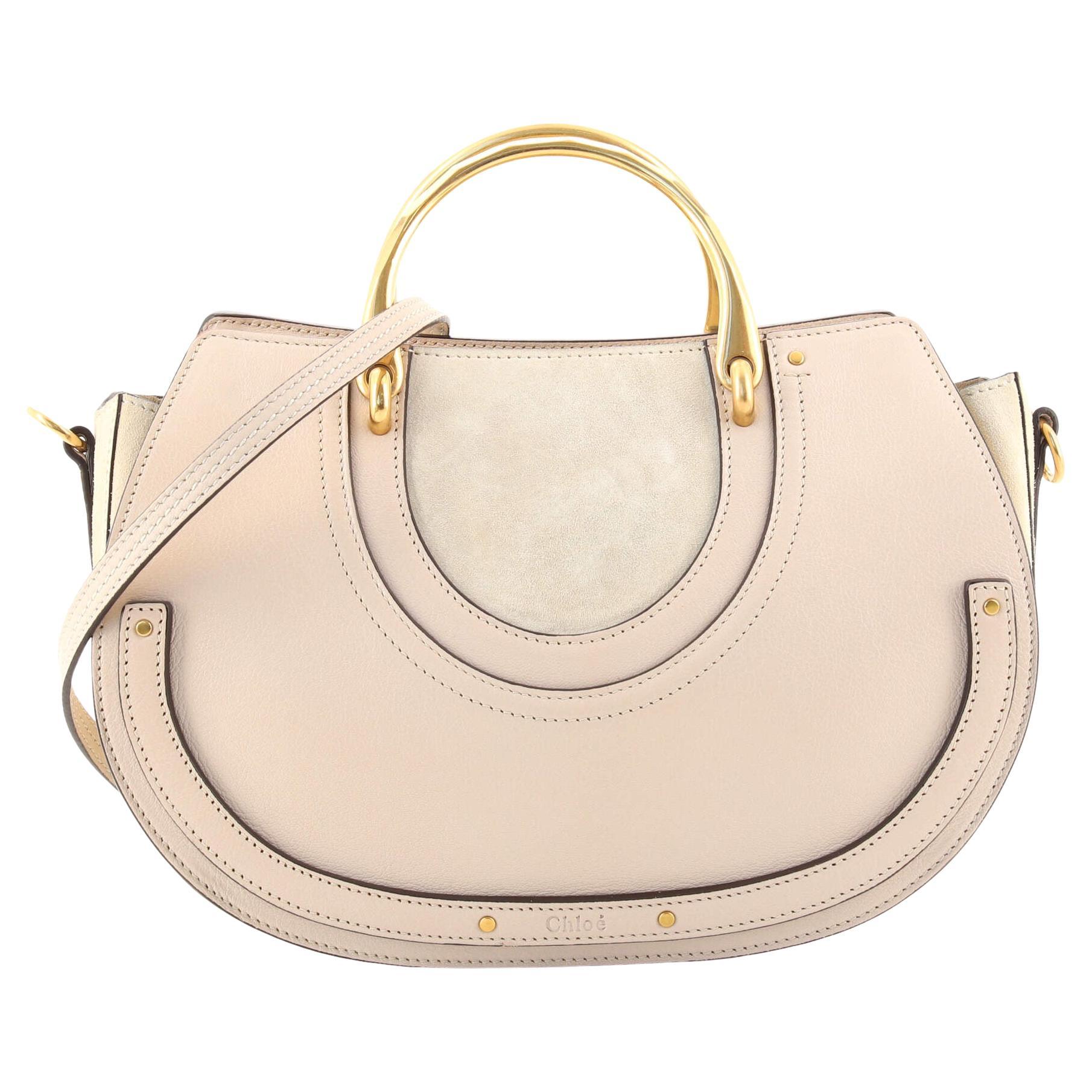 Chloe Pixie Double Handle Bag Leather with Suede Medium For Sale at 1stDibs