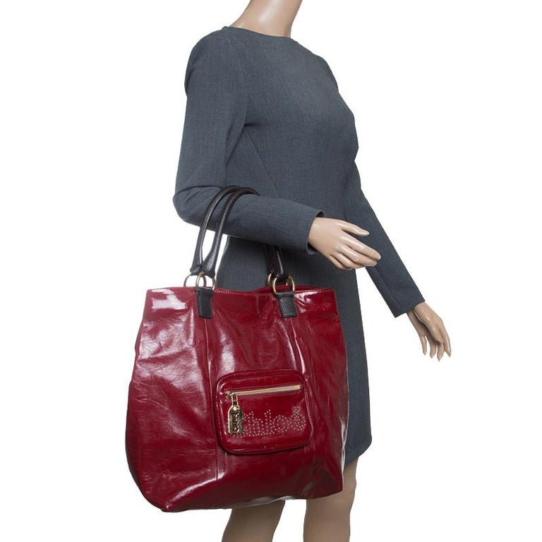 Chloe Red/Black PVC and Leather Tote For Sale at 1stDibs