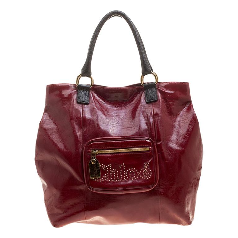 Chloe Red/Black PVC and Leather Tote For Sale at 1stDibs