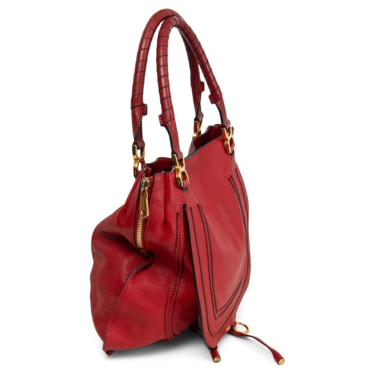 CHLOE red grained leather MARCIE EASY TOTE Bag For Sale at 1stDibs