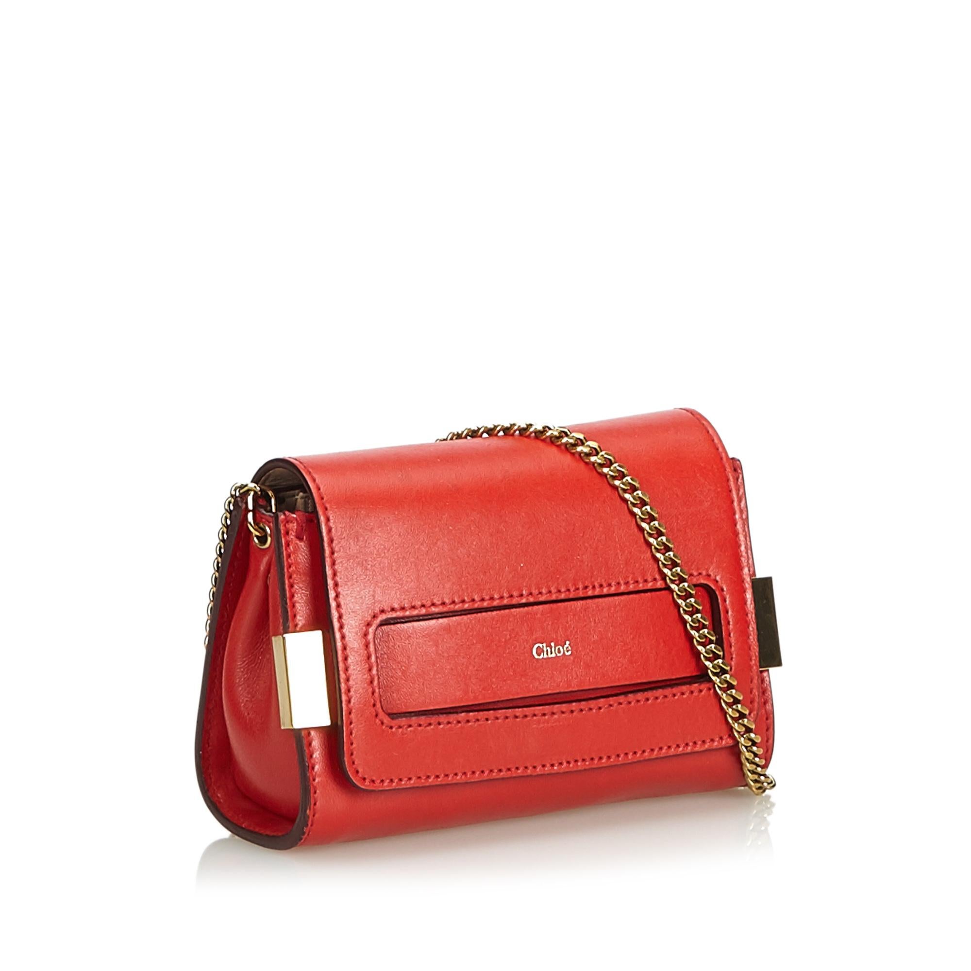 Chloe Red Leather Elle Crossbody Bag France at 1stDibs