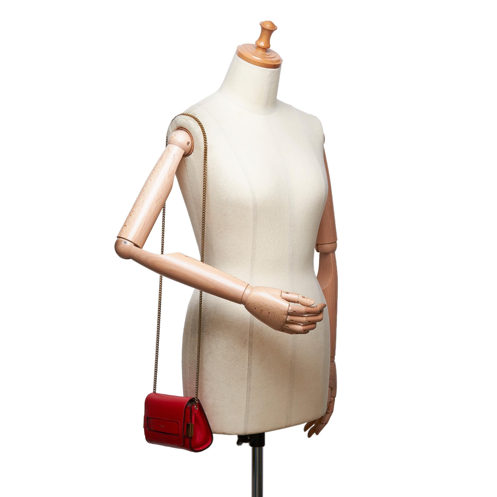 Chloe Red Leather Elle Crossbody Bag France at 1stDibs