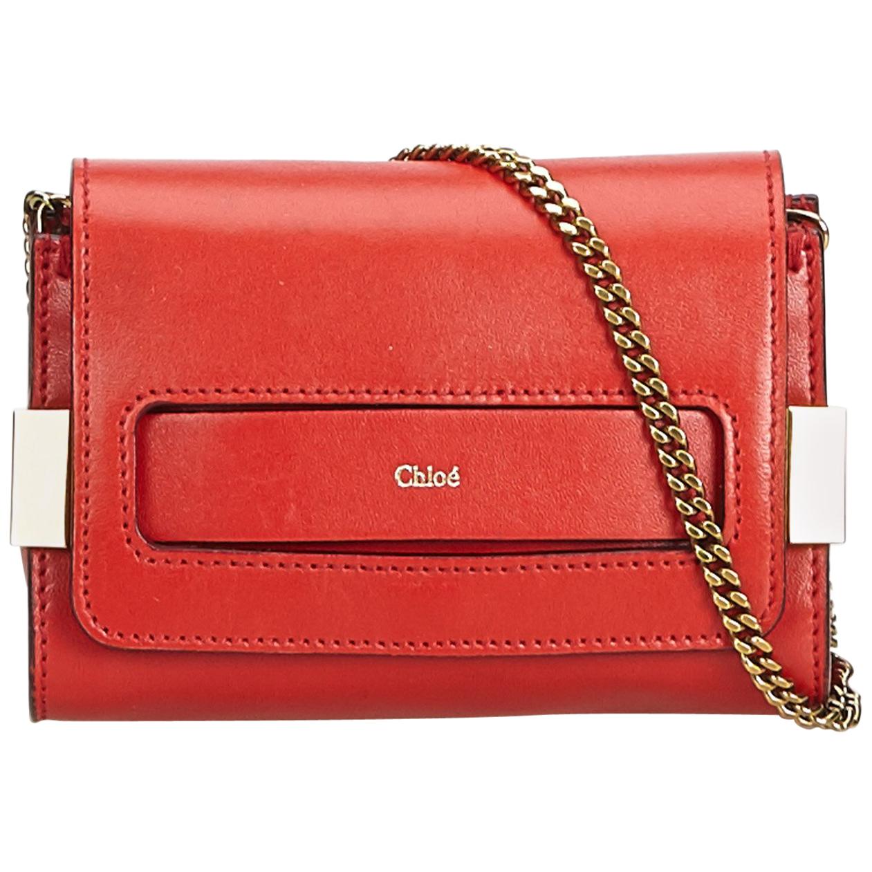 Chloe Red Leather Elle Crossbody Bag France at 1stDibs