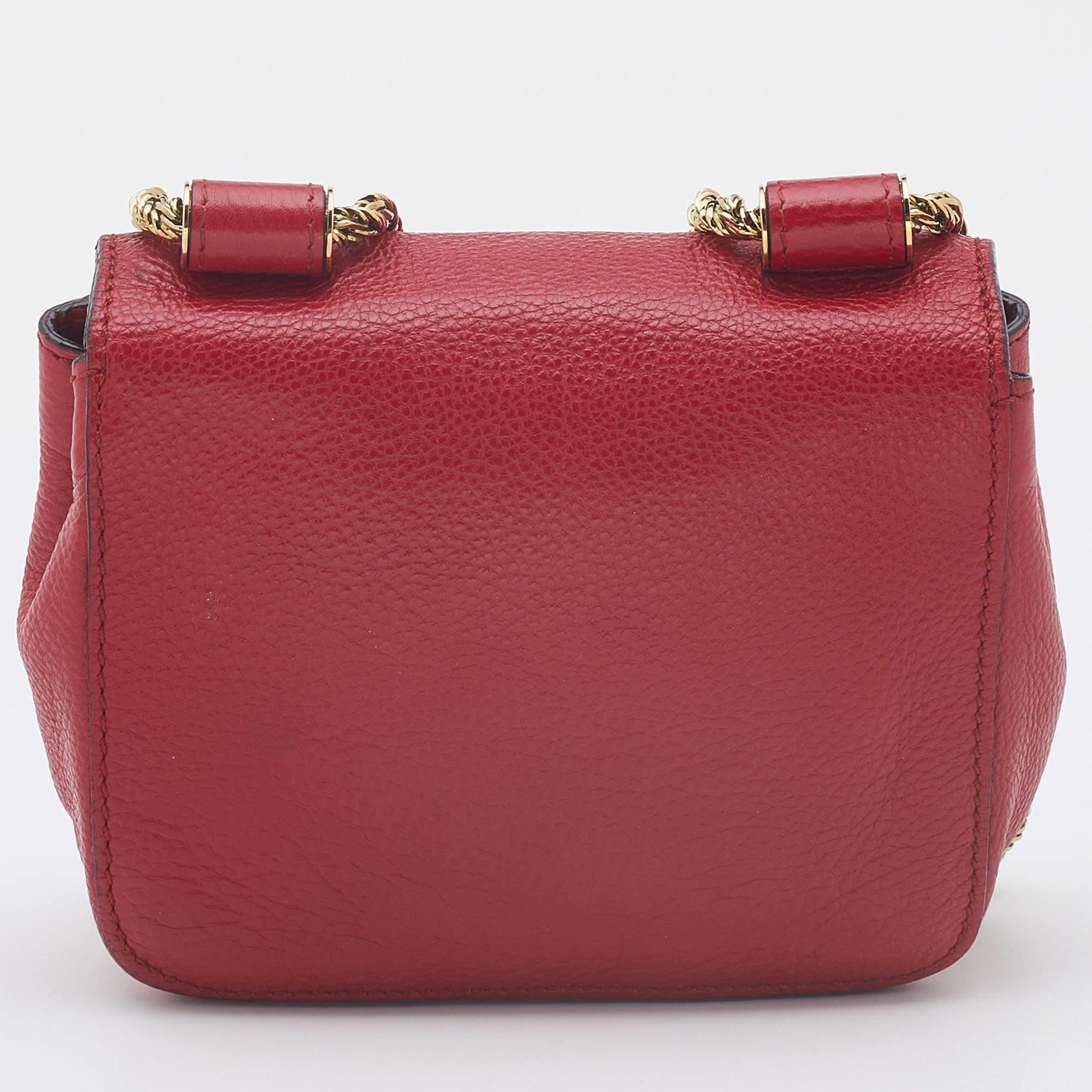 Chloe Red Leather Mini Elsie Crossbody Bag For Sale at 1stDibs