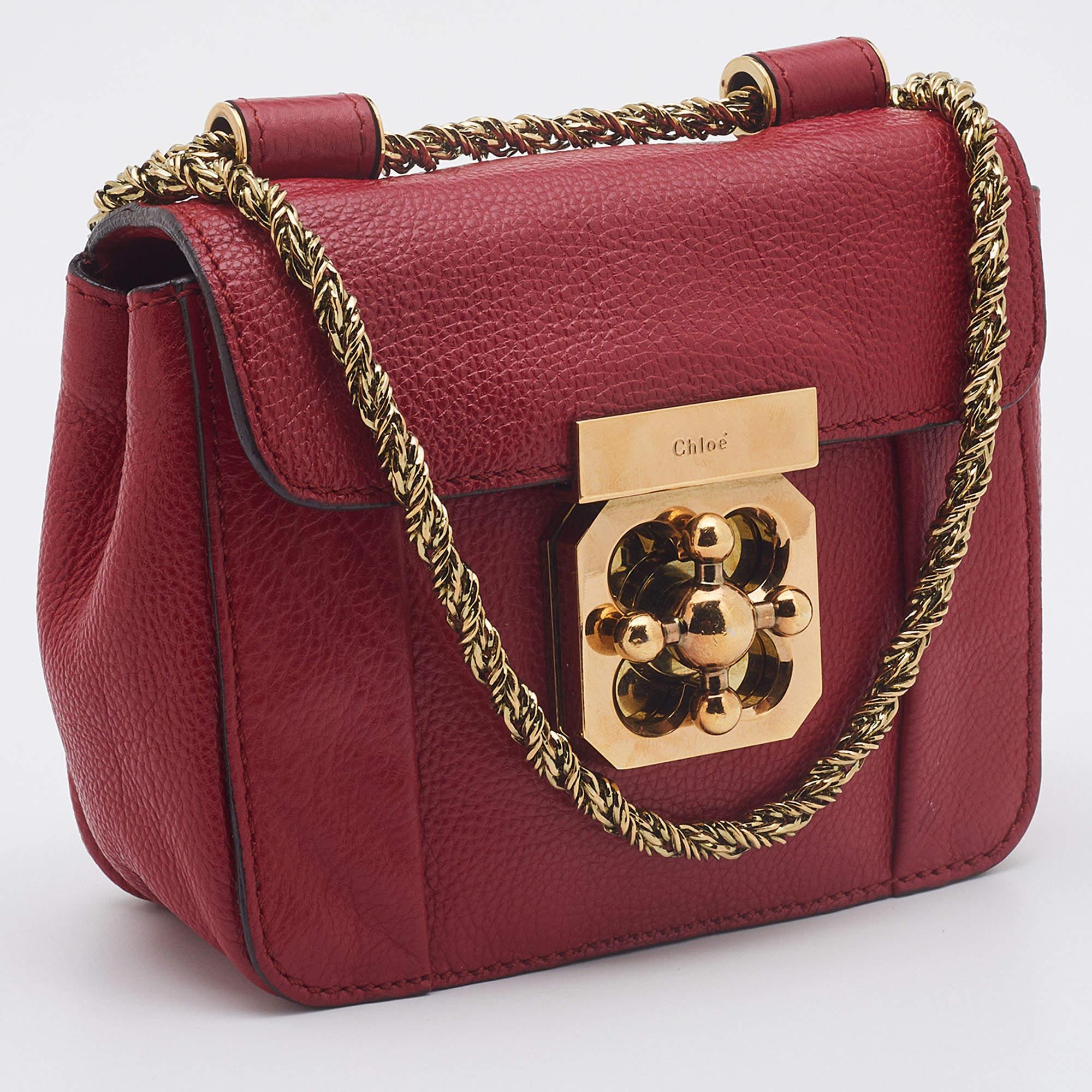 Chloe Red Leather Mini Elsie Crossbody Bag For Sale at 1stDibs