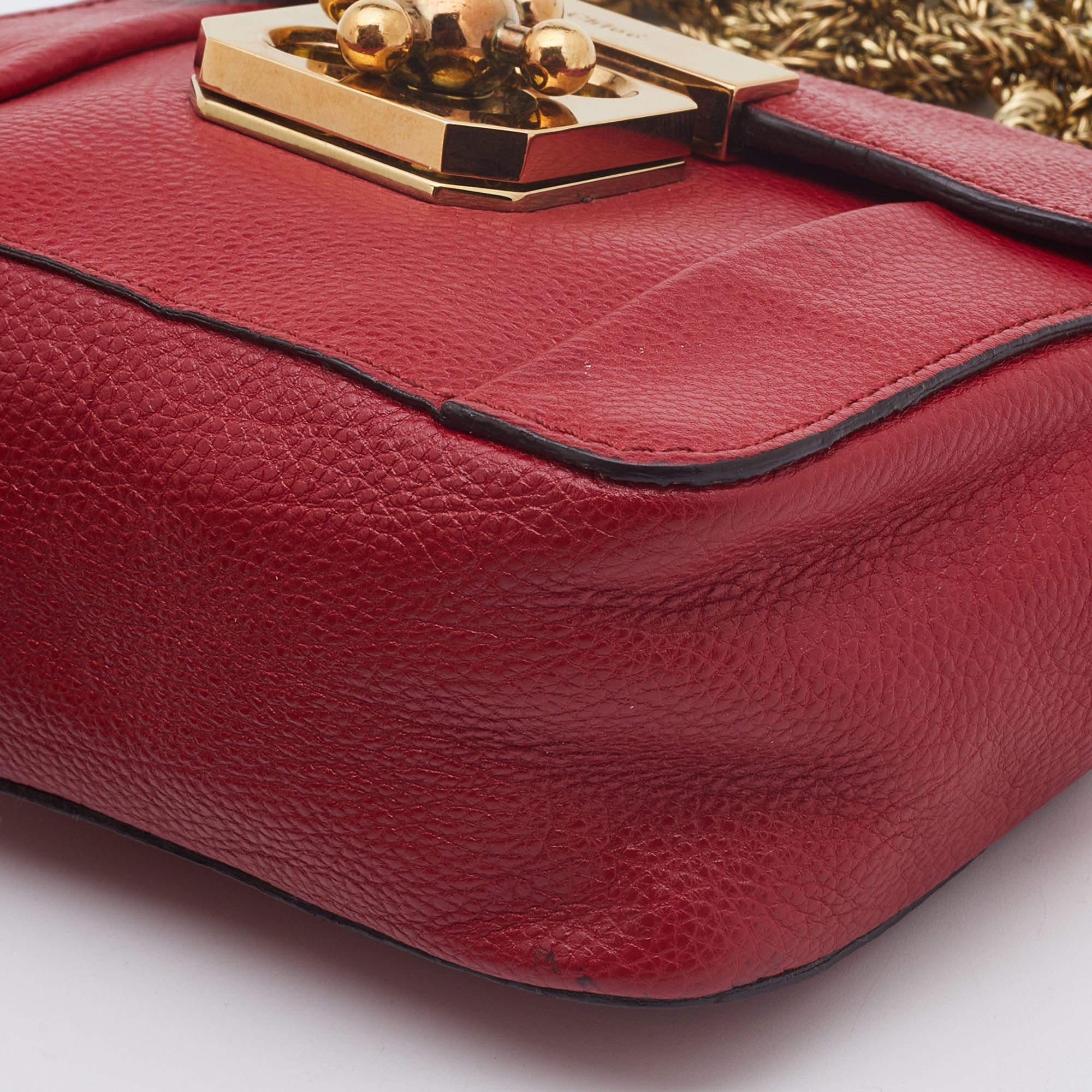 Chloe Red Leather Mini Elsie Crossbody Bag For Sale at 1stDibs