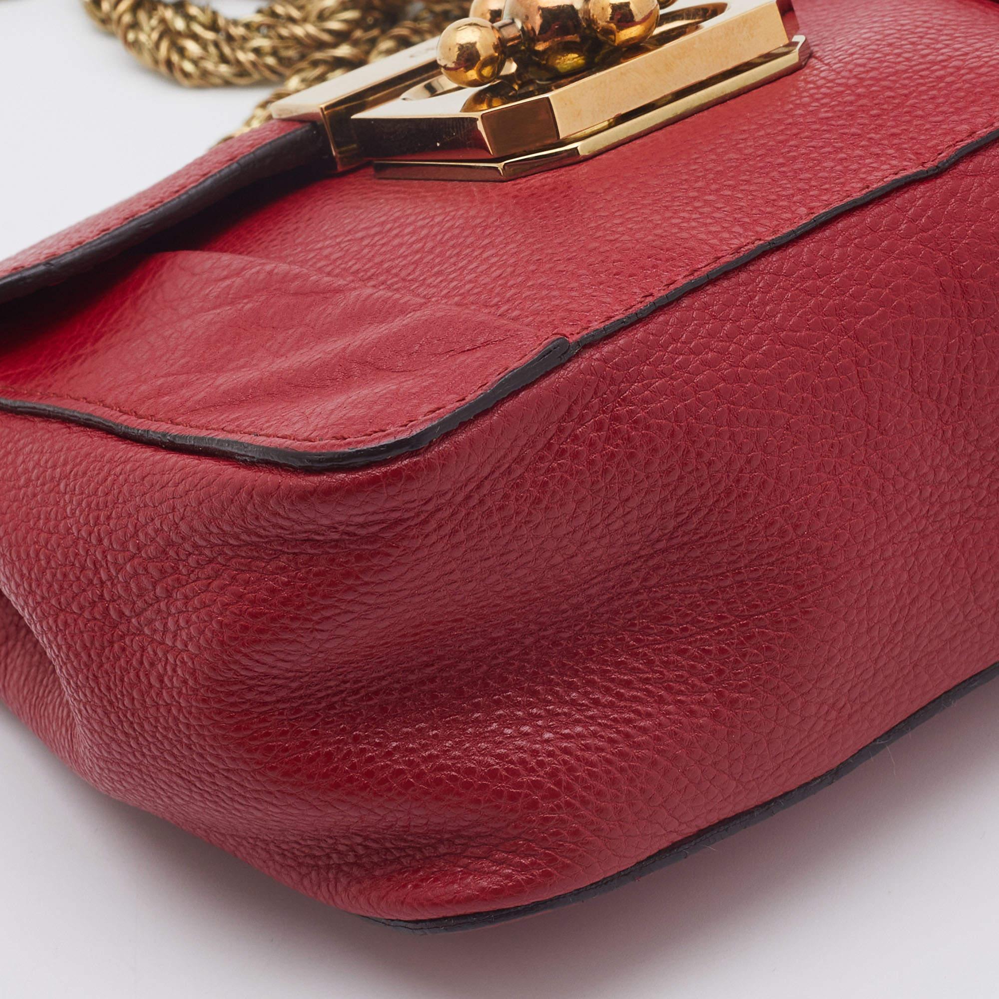 Chloe Red Leather Mini Elsie Crossbody Bag For Sale at 1stDibs