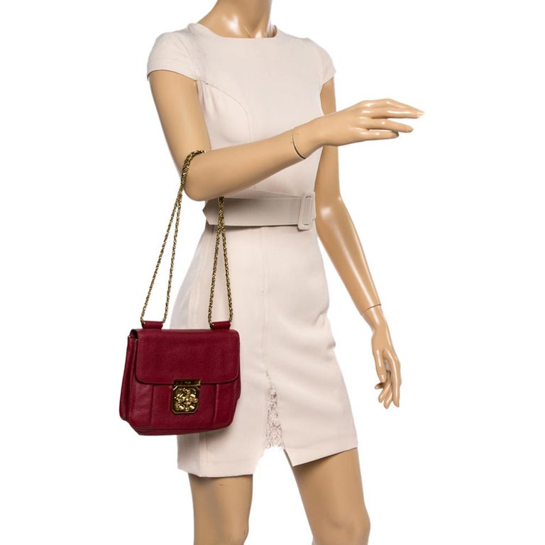 Chloe Red Leather Small Elsie Shoulder Bag at 1stDibs
