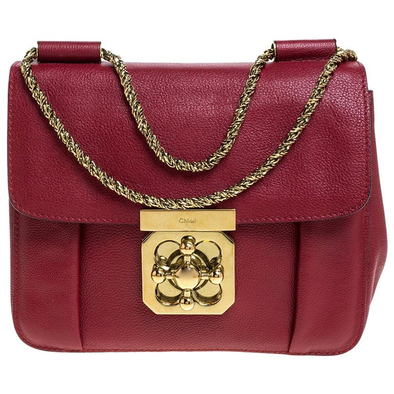 Chloe Red Leather Small Elsie Shoulder Bag at 1stDibs