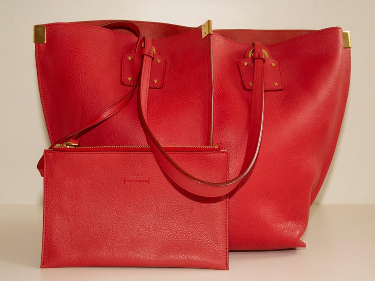 Chloe Red Leather Tote Bag For Sale at 1stDibs