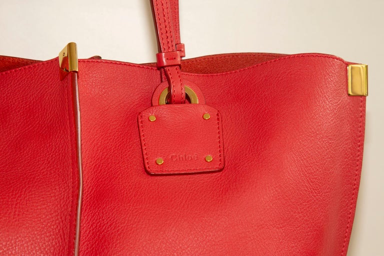 Chloe Red Leather Tote Bag For Sale at 1stDibs