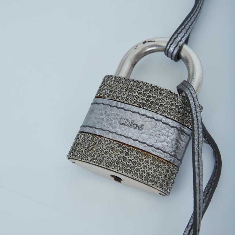 Chloe Silver Metallic Padlock Keychain For Sale at 1stDibs