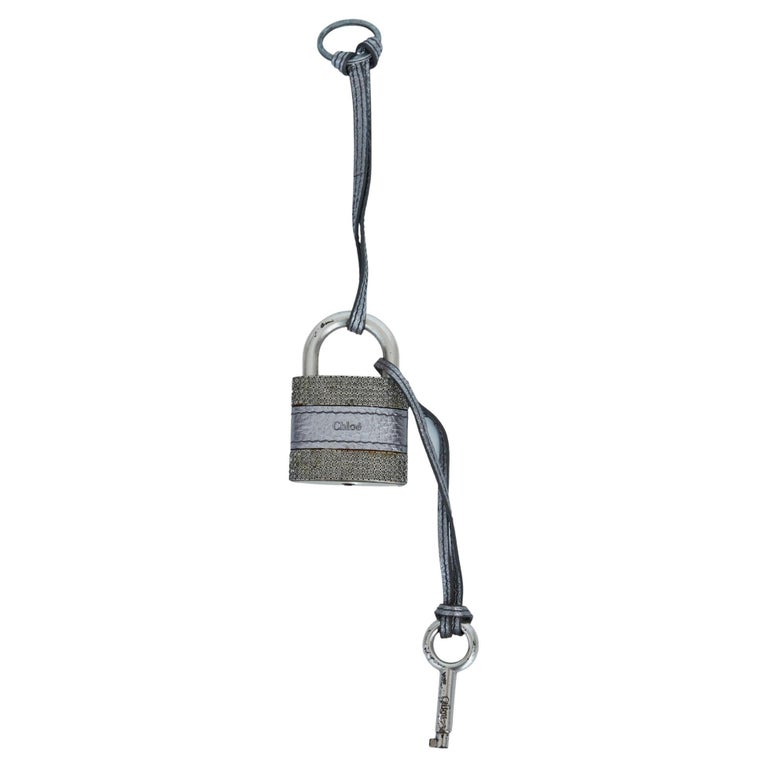Chloe Silver Metallic Padlock Keychain For Sale at 1stDibs