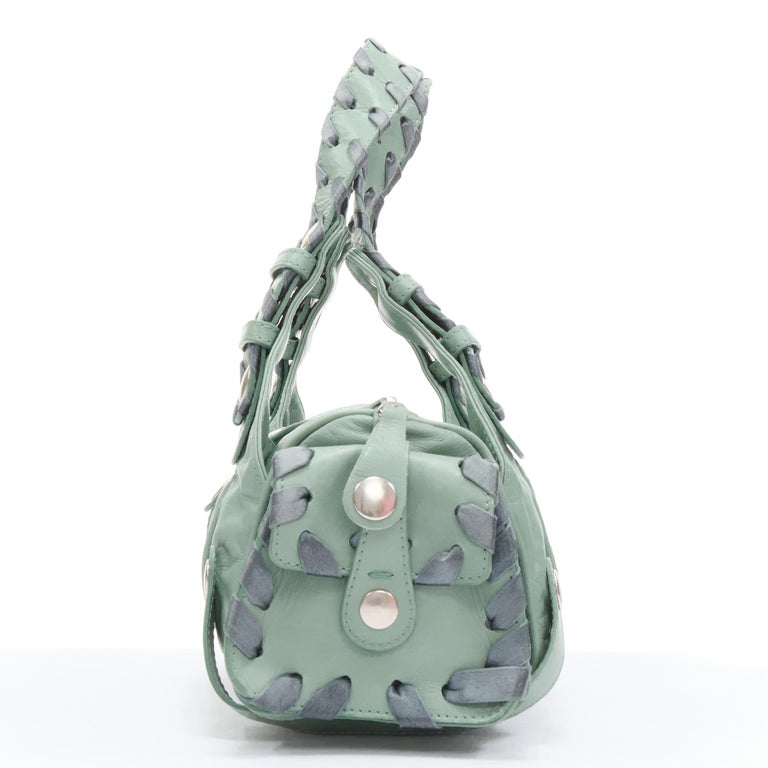 CHLOE Silverado aqua green leather ribbon whipstitch studded bag at ...