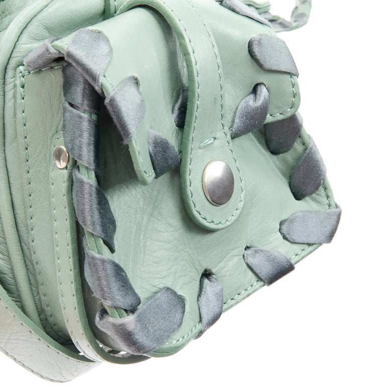 CHLOE Silverado aqua green leather ribbon whipstitch studded bag at ...