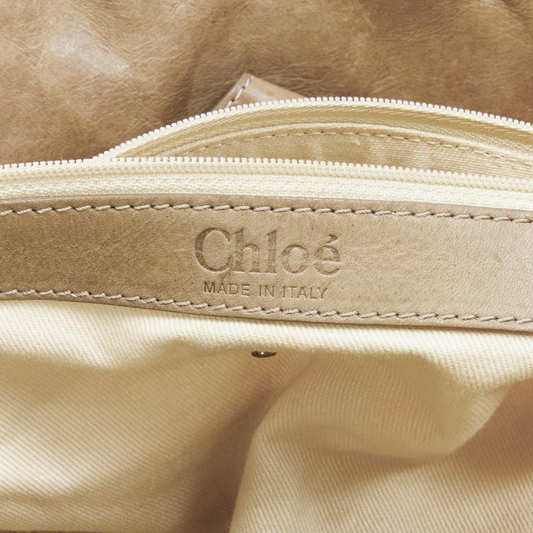 CHLOE Silverado scaled leather whipstitch leather trim gold button ...